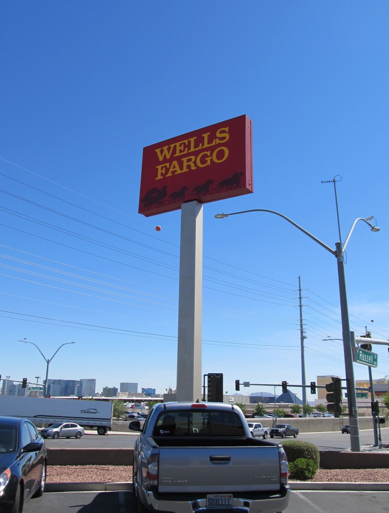 Wells Fargo Ship-In Sign Install Russell & Arville - Patrick's Signs, Inc.